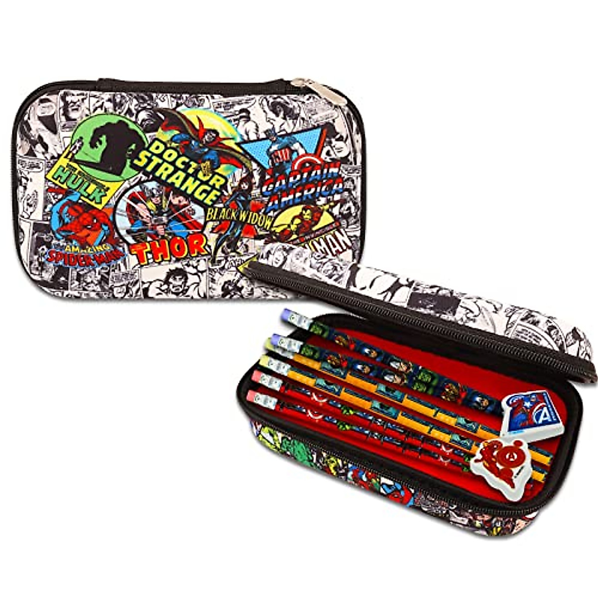 Marvel Avengers School Supplies Set - Avengers Stationery Bundle with Avengers Pencil Case, Avengers Pencils, Erasers, Stickers, More | Marvel School Supplies for Boys