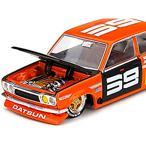 TRUE SCALE miniatures Datsun 510 Pro Street SK510 Orange and Black (Designed by Jun Imai) Kaido House Special 1/64 Diecast Model Car by True Scale Miniatures KHMG004
