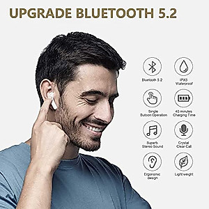 Wireless Earbud Bluetooth 5.0 Headphones Noise Cancelling Air Buds Pods 3D Stereo Ear pods in-Ear Ear Buds with Deep Bass Earphones Sport Headsets for Android/Samsung/Apple iPhone