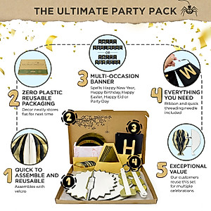 Premium Reusable Party Decorations - New Years Decorations 2024 - Multi-occasion Happy New Year Banner changes to Happy Birthday +more - Happy New Year Decorations 2024, New Years Eve Party Supplies