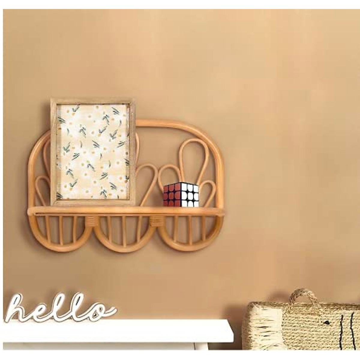 Bamboo Floating Shelf, HANDCRAFTED, Rattan Shelf, Rattan Wall Shelf, Small Shelf Nursery, Decorative Shelves for Wall, Boho Nursery Wall Decor, Cute Wall Shelves, Kids, Bohemian Floating Bookshelves