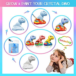 Crystal Growing Kit, Light-Up Dinosaur Terrarium Kit, Grow, Paint & Decorate Your Own Dinosaur, DIY STEM Project Educational Arts and Crafts Set, Gift Idea for Boy & Girl Aged 8 9 10 11 12+ (Upgraded)