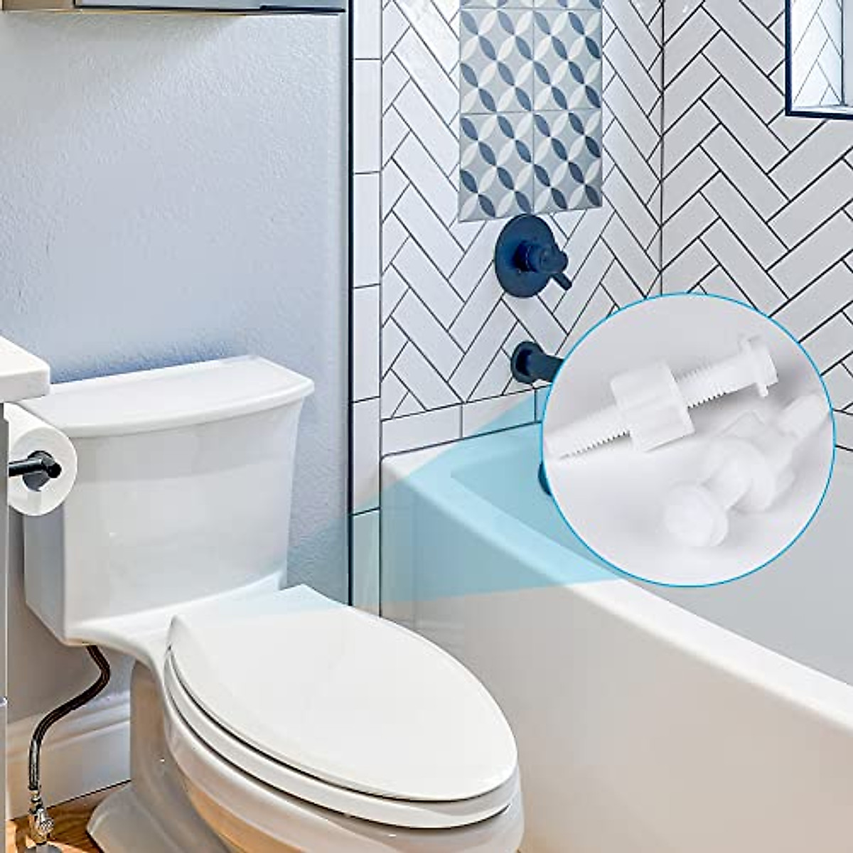 4pcs Universal White Plastic Toilet Seat Hinge Bolt Screw for Top Mount Toilet Seat Hinges