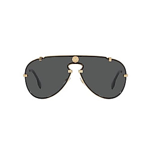 Versace Man Sunglasses Gold Frame, Light Grey Mirror Silver Lenses, 0MM