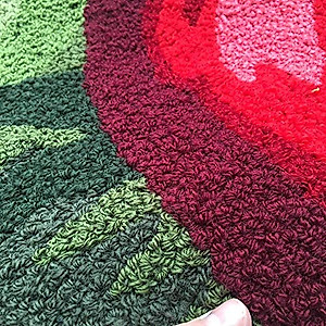 TEALP Fruit Area Rug Apple Shape Mat Cute Rugs for Kids, Mats for Bedroom/Living Room/Bathroom/Kitchen, Hand Woven Home Décor Mat, Modern Washable Non-Slip Indoor Rugs 17.7"x 31.5", Red