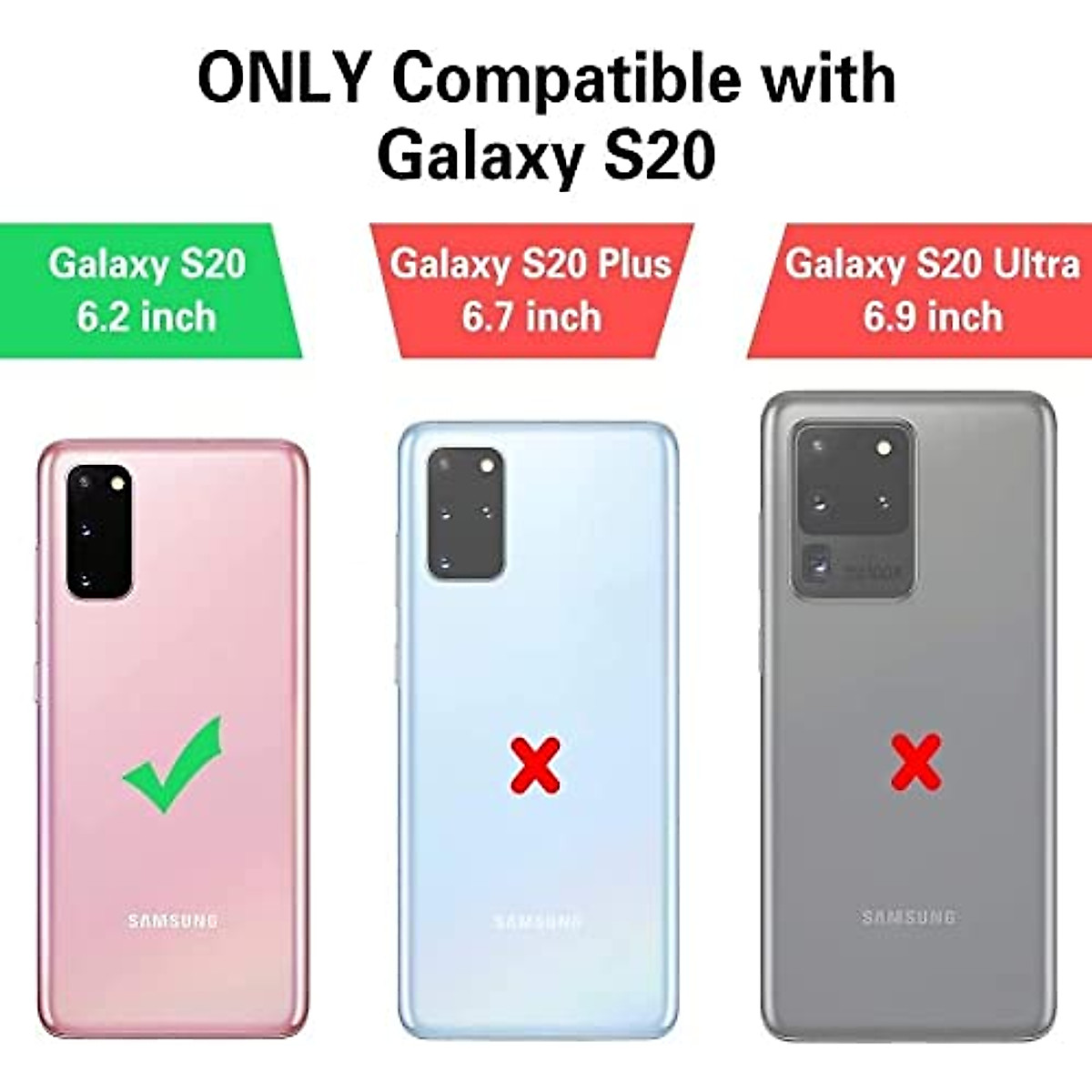 HONG-AMY for Samsung Galaxy S20 Case (NOT FIT Galaxy S20 FE/Plus/Ultra), with Self Healing Flexible TPU Screen Protector [2 Pack], 3 in 1 Heavy Duty Case for Samsung S20 5G (Black/Grey)