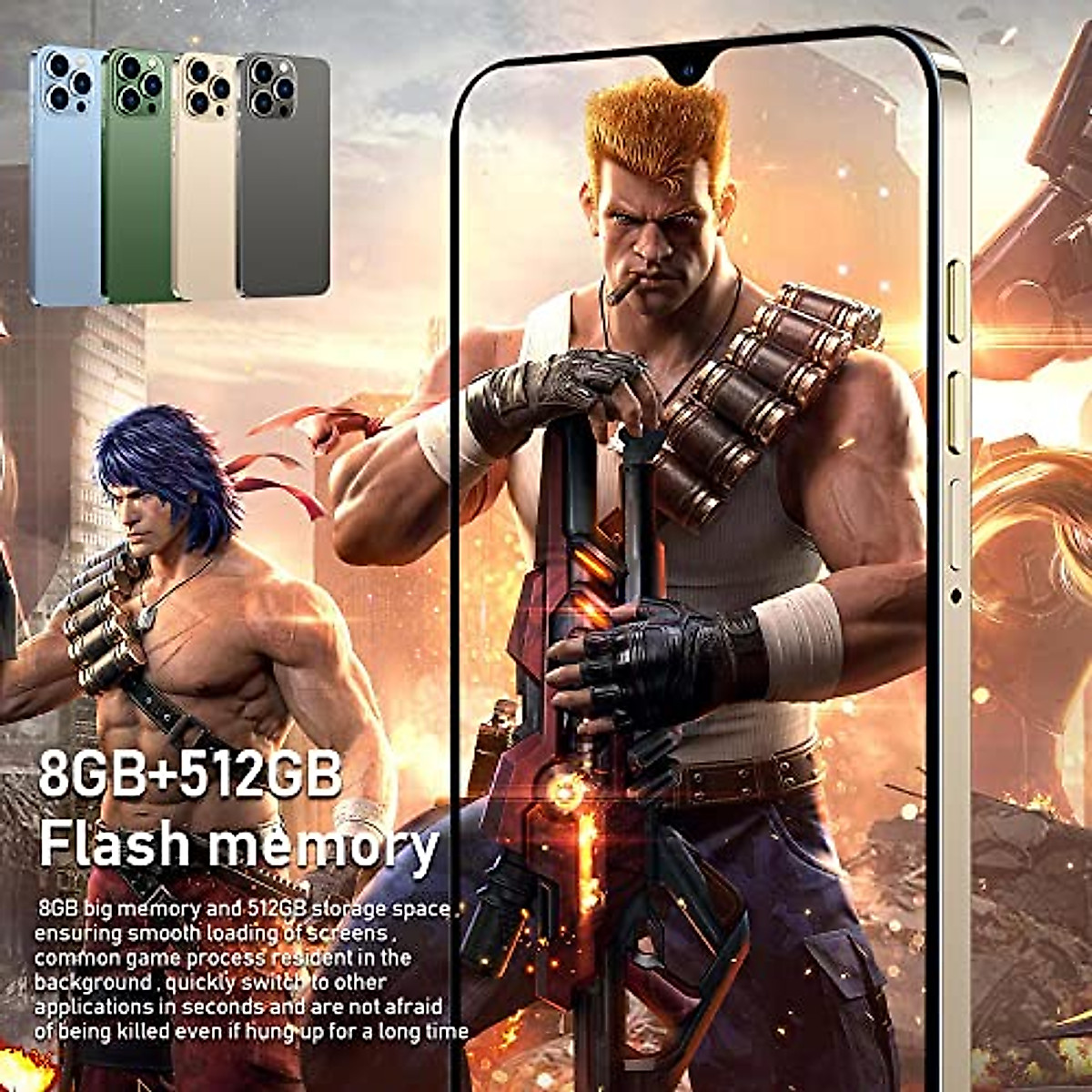 i13 ProMax 5G Cell Phone, Unlocked Android Smartphone, 8GB+512GB, 90Hz 6.7'' FHD LCD Display Screen, 13MP+48MP Camera, 5000mAh Long Battery Life, Dual Sim Card -Black