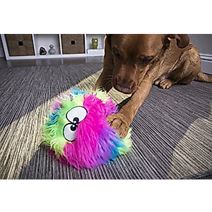 goDog Furballz Squeaky Plush Ball Dog Toy, Chew Guard Technology - Rainbow, Large