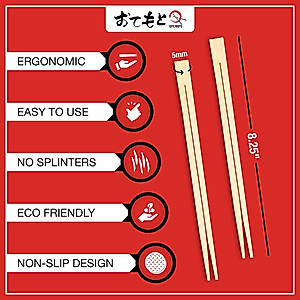 OTEMOTO 100 Disposable Chopsticks | Paper sleeve | Bamboo Wooden Chop sticks - Bamboo Chopstick Bulk - Disposable Utensils Premium Quality - (50 Pairs)