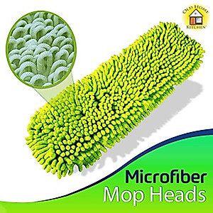 Reusable Chenille Mop Pads | Washable Pads for Standard Mop Heads | Swiffer Compatible Dry Mop for Dust, Pet Hair, and Light Spills | Washable Microfiber Mop Head Replacement - Set of 2