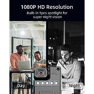 Mini Body Camera 1080P Portable Small Body Worn Cam Wearable Pocket Video Recorder with 180° Rotatable Lens, 1.3" LCD, Night Vision for Security Guard, Law Enforcement, Built-in 64G Memory Card