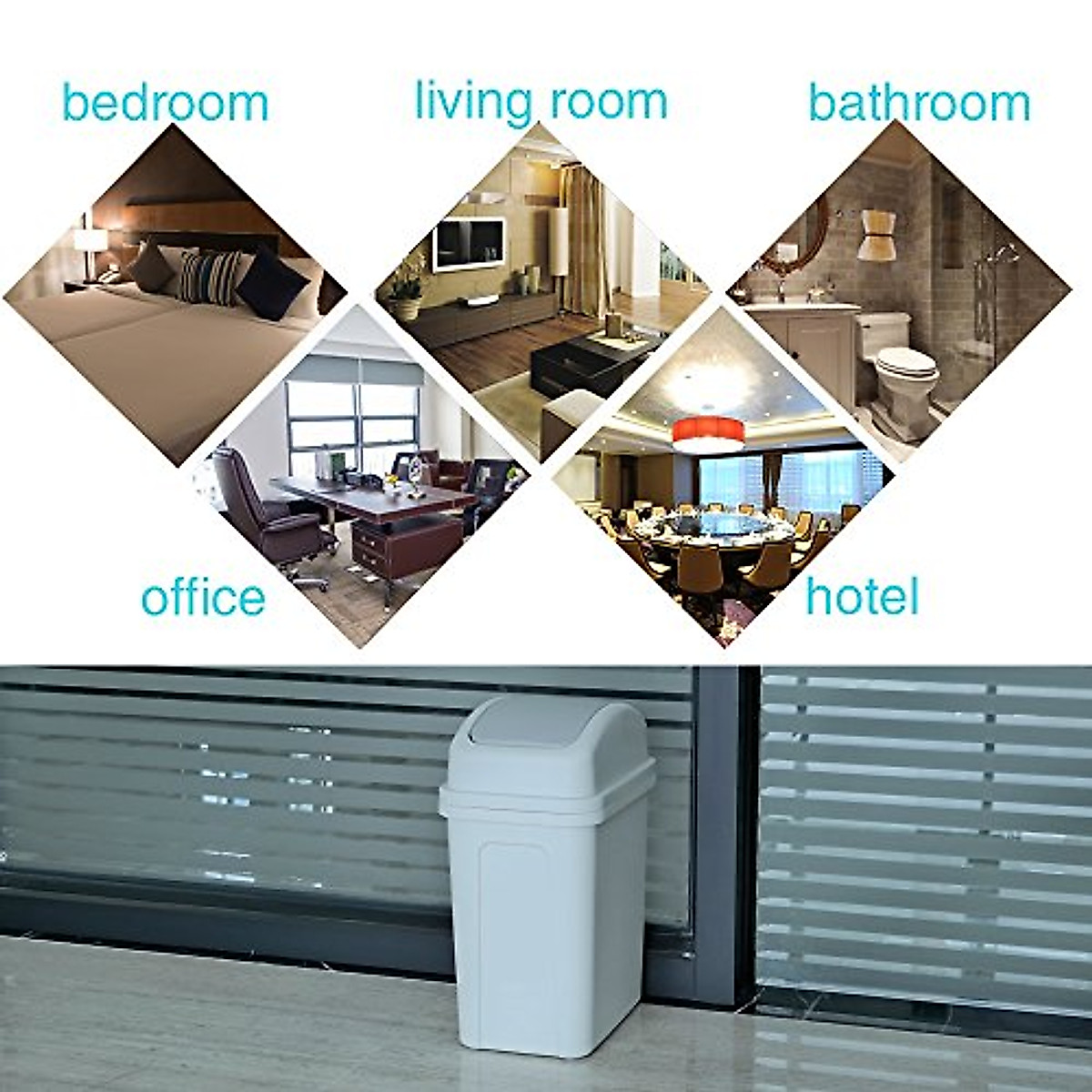 Teyyvn 7 Liter / 1.8 Gallon Plastic Trash Can, Small Garbage Can with Swing Lid (Slightly Grey)