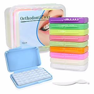 (10 Pack) Braces Wax-Dental Wax for Braces & Aligners,50 Premium Orthodontic Wax Strips-White