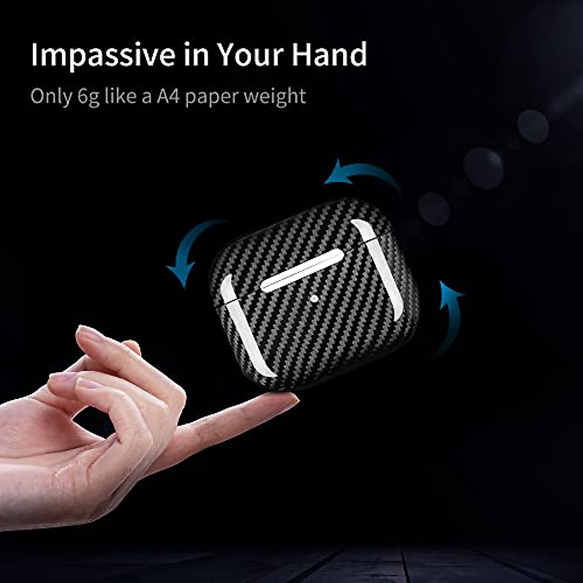 MONOCARBON Carbon Fiber Case for AirPods 3 Magnetic Wireless Charging AirPod 3 Cover, Slim Carbon Fibre Cover for AirPods 3 Earbuds-Ultra Protect