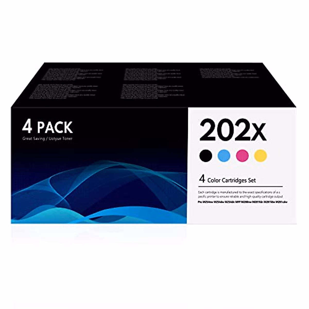 202X Toner Cartridges High-Yield 4-Pack(1BK/1C/1M/1Y) - UOTY Compatible CF500X CF501X CF502X CF503X Toner Replacement for HP Pro MFP M280nw M281fdn M281fdw M281cdw M254nw M254dw M254dn Printer