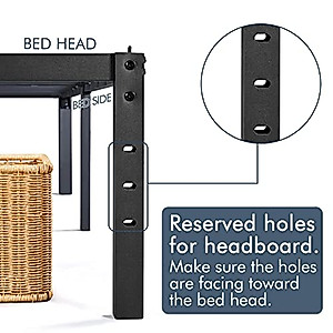 Yaheetech 18 inch Metal Platform Bed Frame Twin with Steel Slat Support and Underbed Storage Space Non-Slip Mattress Foundation No Box Spring Needed Tool-Free Assembly Black