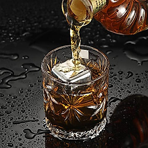 2 Large Whiskey Stones 64 cm³ (4 cu in) - Man Gift Set - Reusable Stainless Steel Metal Ice Sphere Cubes Beverage Chilling Rocks Whiskey Stones for Red Wine, Bar Beer, Scotch, Vodka Drinks - Silver