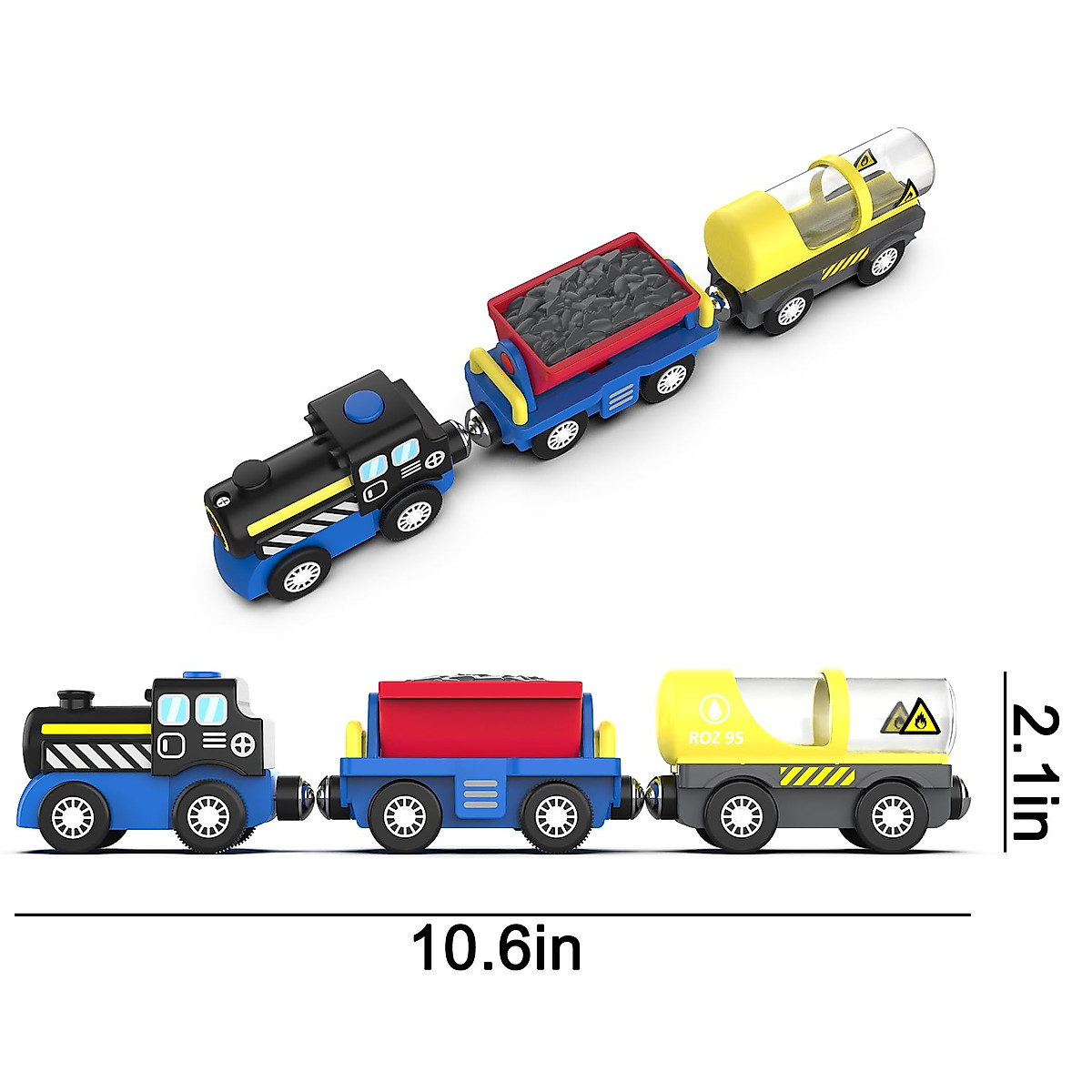 Train Accessories Battery Operated Locomotive Train, Engineering Train Fits All Train Set for Toddlers, Engine Powerful Train Toys for Wooden Railway System, Train for Kids