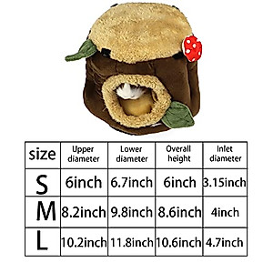 Toysructin Guinea Pig Bed, Warm Small Animal Pet Hideout House Cave Soft Tree Stump Shape Hamster Hanging Hammock, Cozy Chinchilla Hedgehog Habitat House Cage Accessories for Hamsters Rabbits Bunny