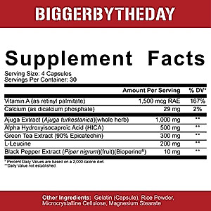 5% Nutrition Rich Piana BiggerByTheDay | Anabolic Muscle Builder, Hardcore Mass Gainer | Turkesterone, HICA, Epicatechin, Leucine | 120 Capsules (30 Servings)