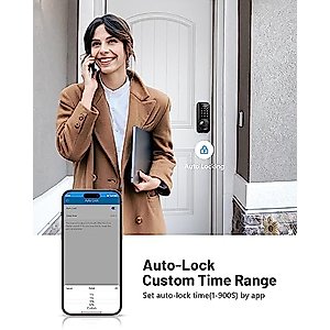 Smart Door Lock Set for Front Door, Zowill 7-in-1 Fingerprint Deadbolt with App Control, Keyless Entry Door Lock with 2 Lever Handles, Biometric,Touchscreen Keypad, Auto Lock, Matte Black