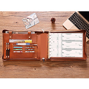 7 Ring Check Binder for Business Checks, Checkbook Binder with Zipper for 3-up Business Checks,Personalized Check Book Portfolio for 9 x 13 inch Sheets 600 Check, Check Holders for Men/Women