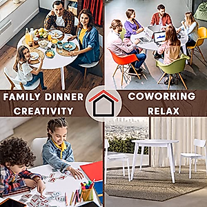 DAIVA CASA Orion Round Dining Table for 4 Person - Birch Solid Wood Kitchen & Dining Room Furniture - Mid Century Modern Scandinavian Style – White Kitchen Table 40 inch