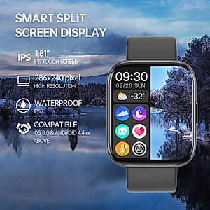 HYSTORM Smart Watches for Men Women, 1.81" Smart Watch with Bluetooth Call, Fitness Tracker Watch IP68 Waterproof Multiple Sports Modes Smartwatch for Android Phones iPhone