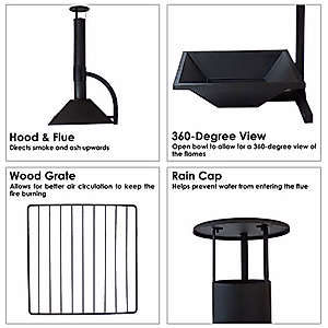 Sunnydaze 80-Inch Modern Black Steel Chiminea - High-Temperature Finish - 360-Degree Fire View