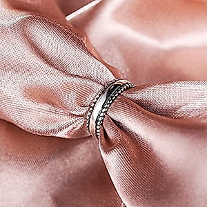 Sllaiss 925 Sterling Silver Open Toe Ring for Women Vintage Adjustable Finger Stackable Rings Simple Band Pinky Knuckle Ring (A: Silver Tone)