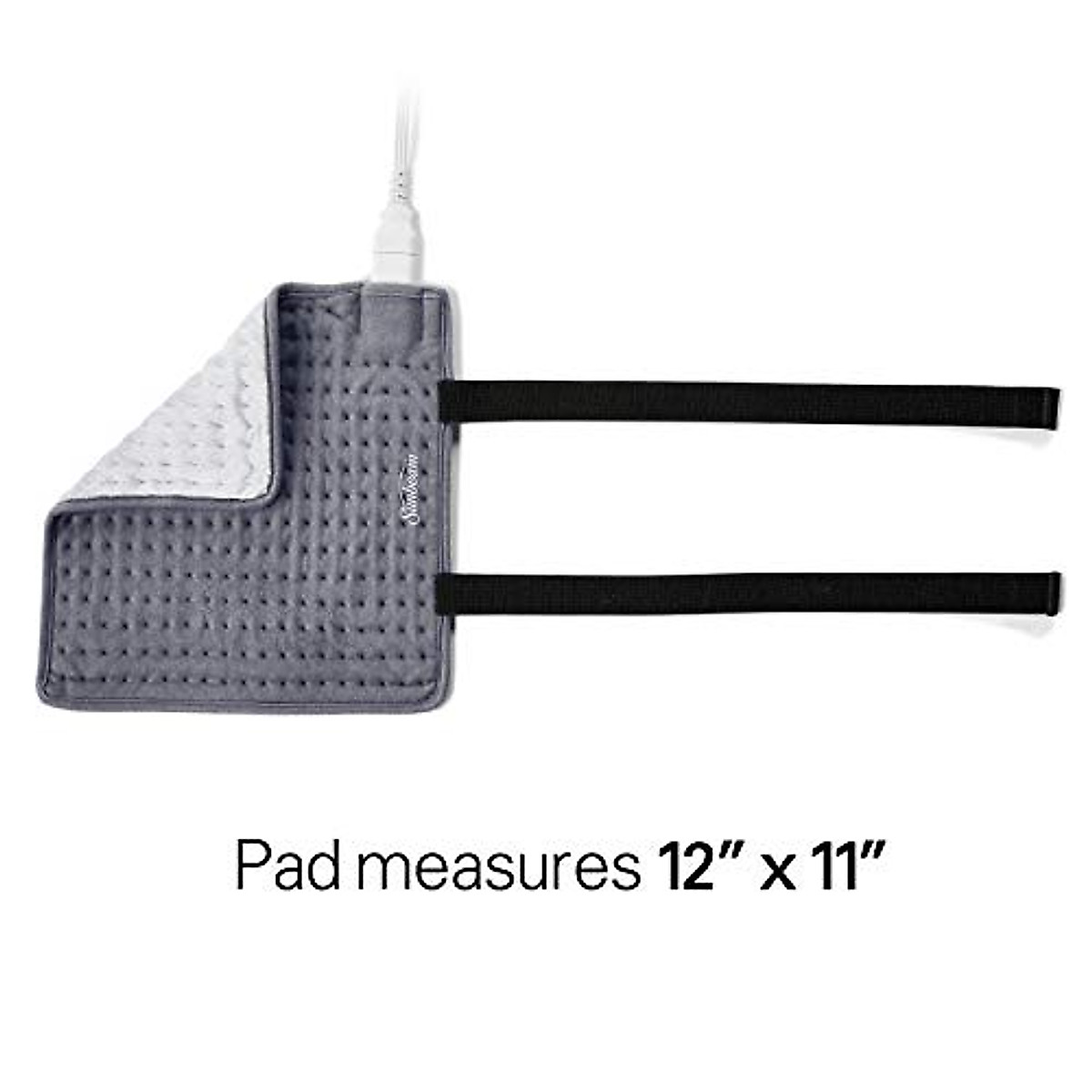 Sunbeam Wrapping Heating Pad for Fast Pain Relief, Small XpressHeat, 6 Heat Settings with Auto-Shutoff and Fastening Straps, Small, Slate Grey, 12x11 Inch (Pack of 1), 1 Count