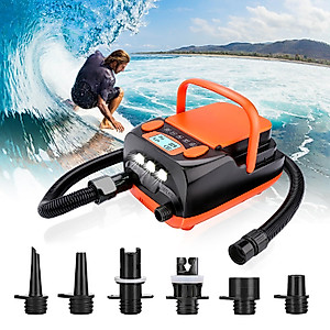 AGPTEK Electric Air Pump Digital 16PSI 12V Rechargeable SUP Electric Air Pump Compressor, Quick Air Inflator/Deflator, Portable Electric High Pressure Air Pump for Air Mattresses, Inflatable Boats