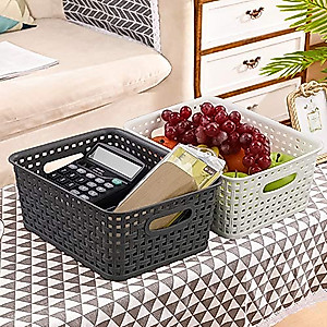 Vcansay 6-Pack Plastic Storage Basket, Small Weave Storage Basket