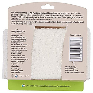 Practical Matter Kitchen Sponge, Organic Cotton Fiber All-Purpose Dish Sponges for Washing Dishes and Cleaning All Surfaces, Durable Non Scratch Scrub, 6 Count Value Pack