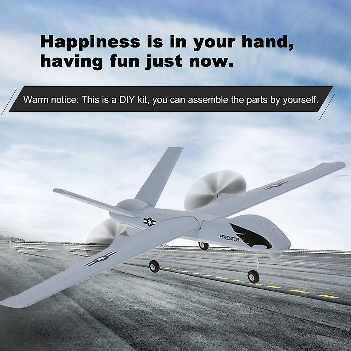 GoolRC Z51 Predator RC Plane, 2.4Ghz 2 Channels Remote Control Airplane with 3-Axis Gyro, Foam Hand Throwing RC Aircraft Glider with 660mm Wingspan, DIY Kit Toys for Kids Beginners