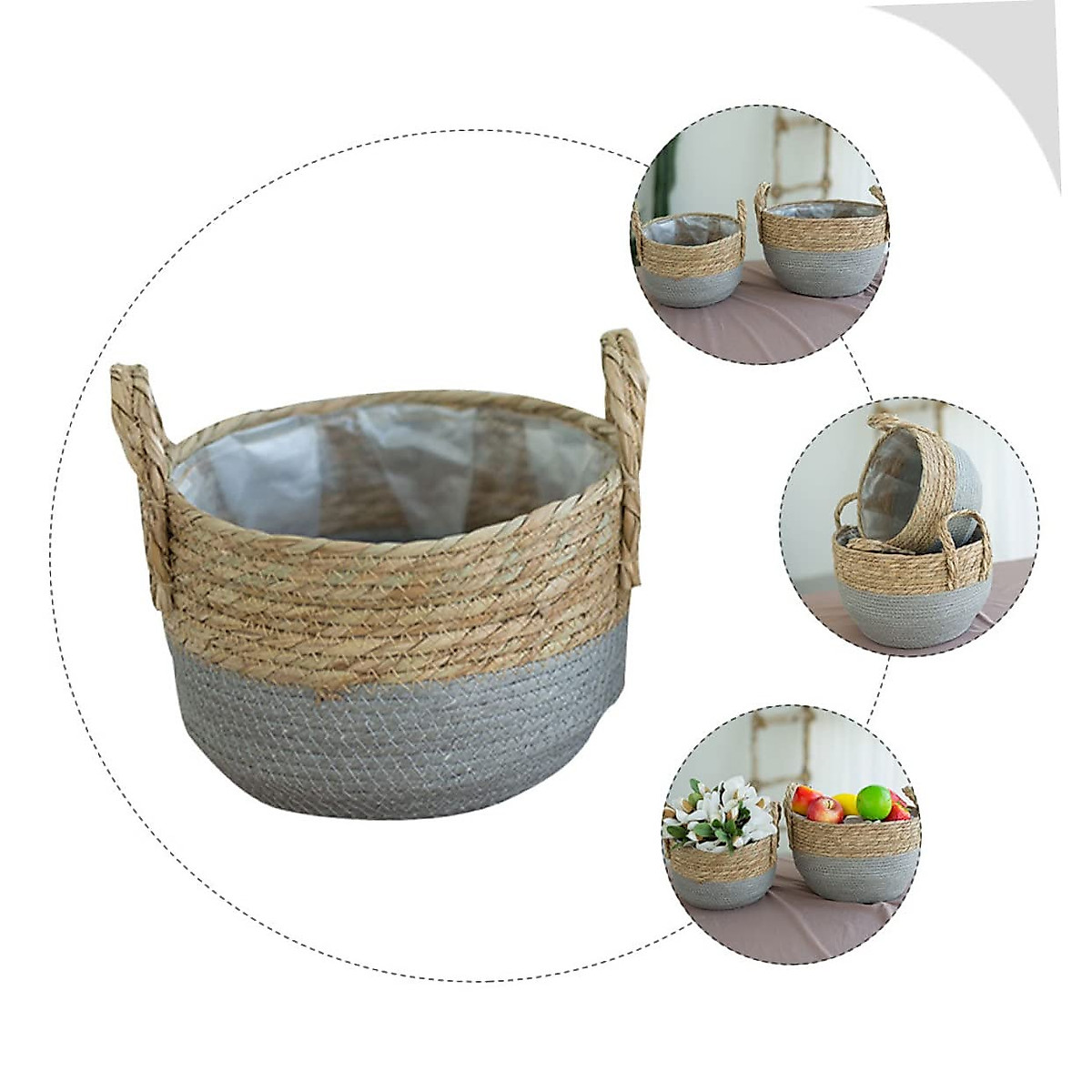 TOYANDONA 2pcs Straw Storage Basket Woven Plant Pot Blanket Basket Rattan Planter Planter Seagrass Plant Basket Round Key Bowl Straw Plant Basket Baskets Snack Child Storage Rack