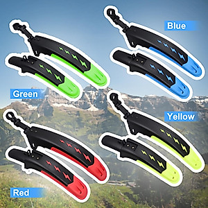MAKELEN Bike Fender Set Mudguard Set Front and Rear 2 Parts-Universal Full Cover Thicken Widen Bicycle Adjustable Bike Fender Mud Guard Mudflap for MTB Road Bike Mountain Bike Black&amp;Blue