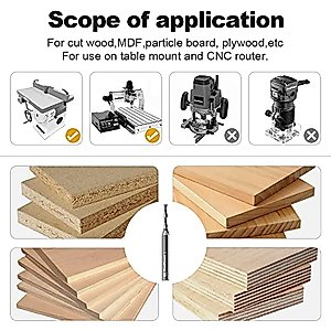 FivePears Up&Down Cut Compression Spiral Router Bit for CNC, 1/8 inch Cutting Diameter and 3/4 inch Cutting Length 1/4 in Shank Carbide End Mill Router Bit for Wood Carving Engraving Grinding Grooving