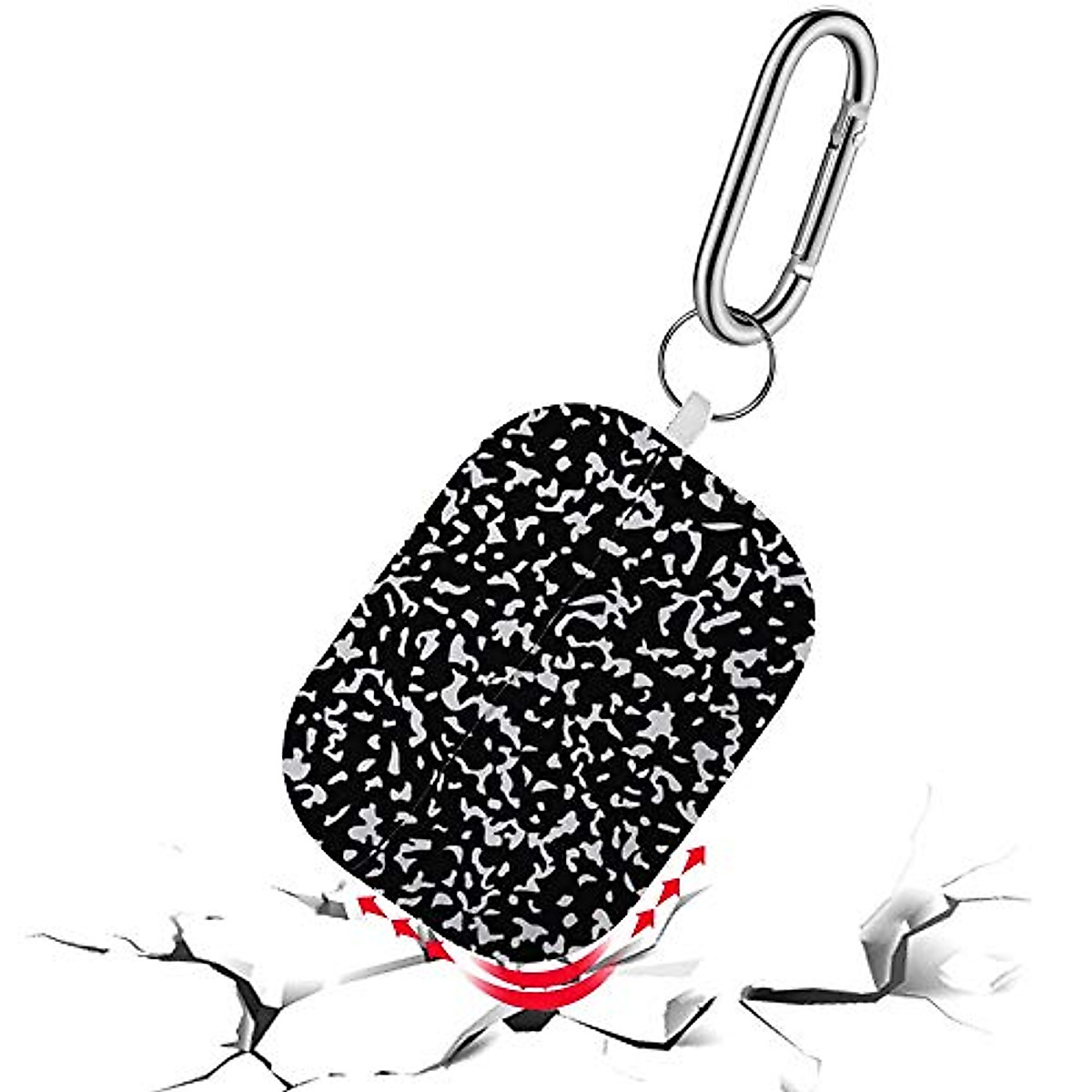 Art-Strap Protective Case, Compatible with AirPods Pro - Shockproof Soft TPU Gel Case Cover with Keychain Carabiner Replacement for Apple AirPods Pro (Composition Book Cover)