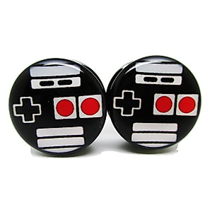 Pierced Republic Retro Video Game Controller Ear Plugs - Acrylic - Screw-On - New *Pair* - 8 Sizes (0 Gauge (8mm))