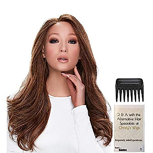 Bundle - 3 item: Blake Large Exclusive Remy Human Hair Wig by Jon Renau, Christy's Wigs Q & A Booklet & Wide Tooth Comb - Color: 613/102S8
