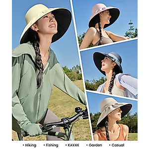 BENEUNDER Sun Hat Womens, Adjustable Wide Brim Bucket Hat with Vinly UPF50+ UV Protection for Beach, Summer Travel, Brown