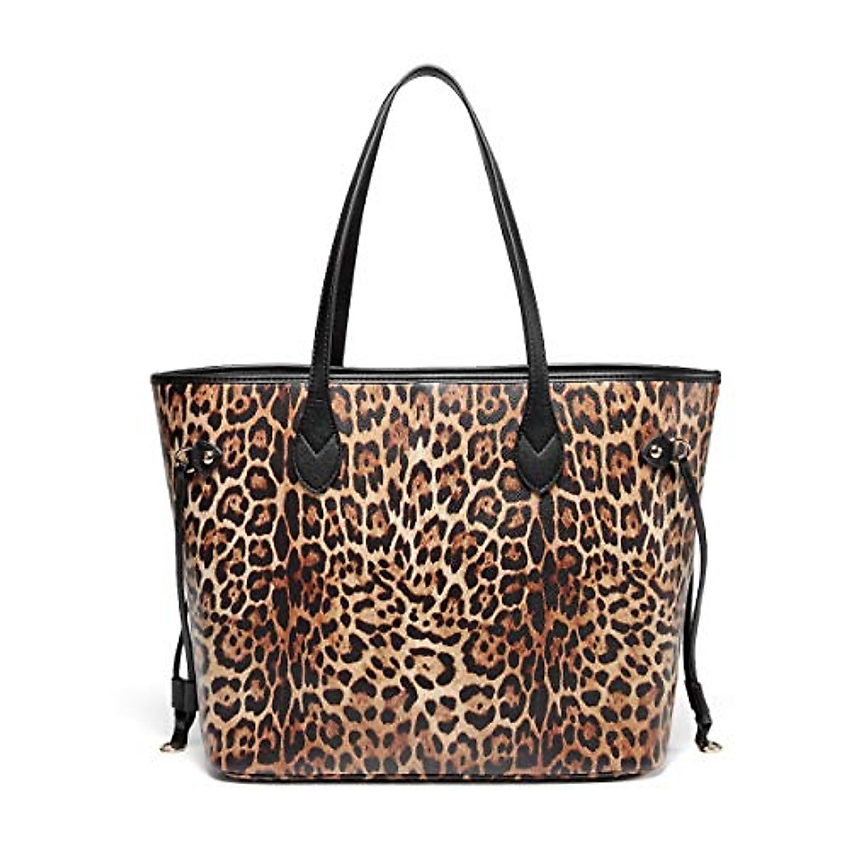 Daisy Rose Tote Shoulder Travel Bag & Matching Clutch PU Vegan Leather - Leopard
