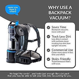 Prolux 2.0 Cordless Battery Bagless Backpack Vacuum Cleaner w/Dual HEPA Shield Filtration and Tool Accessory Kit