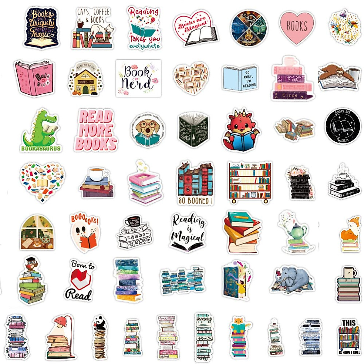 WOSHIDEFA 100PCS Reading Stickers,Waterproof Motivational Stickers for Journalings Planner,Trendy Vinyl Stickers for Water Bottles Book Laptops Stickers for Kids