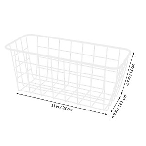 Hemoton Wire Storage Basket Metal Hanging Basket Door Baskets Organizer Black Hanging Shelves Cabinet Storage Basket Wire Baskets Organizing Black Baskets White Barbed Wire Wall-mounted