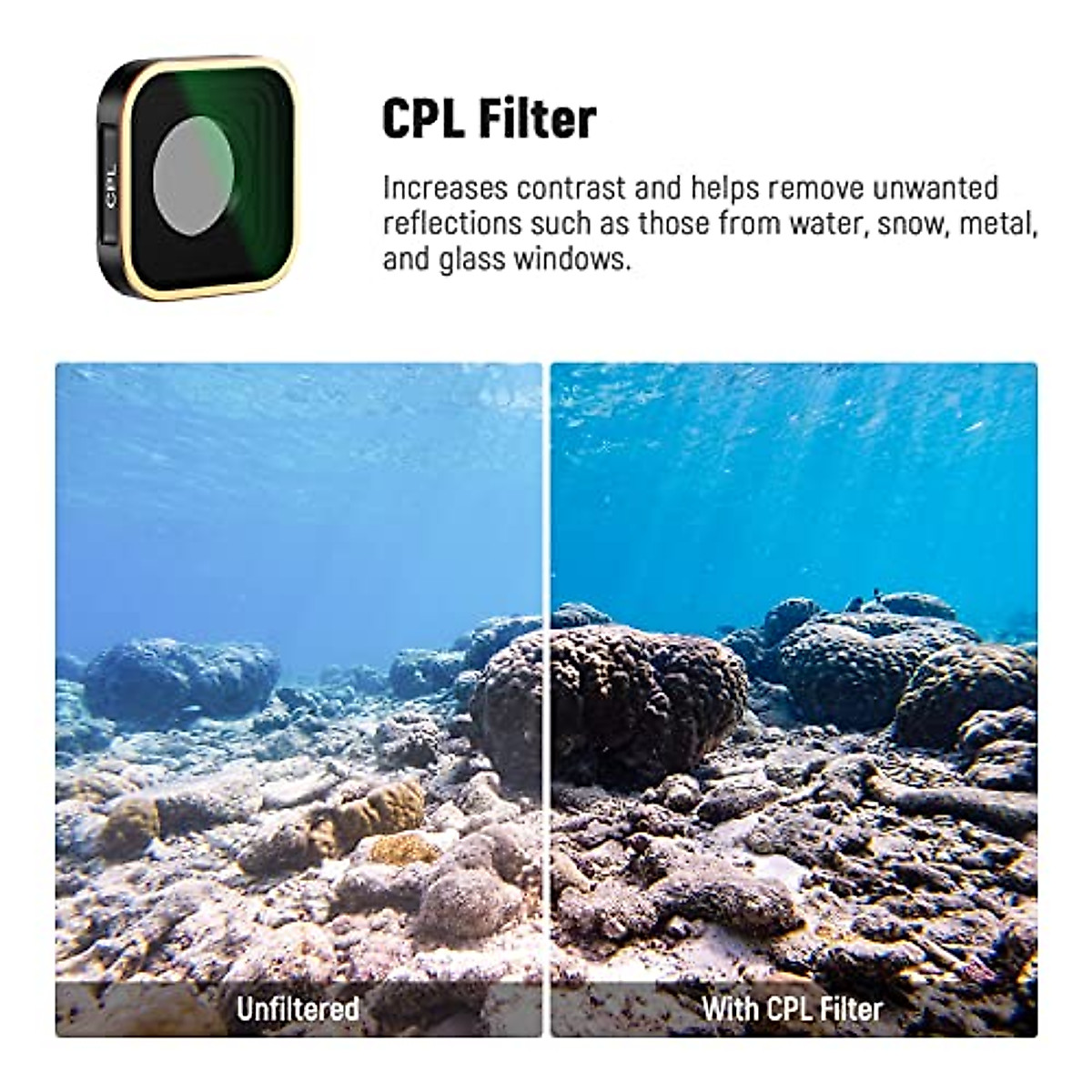 NEEWER ND Filter Set Compatible with GoPro Hero 12 11 10 9 Black, 6 Pack (CPL/ND8/ND16/ND32/ND64/ND1000) Hero 9 10 11 Action Camera Accessory Neutral Density Polarizer Lens Filter (Gold Frame)