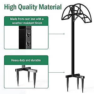 Garden Hose Holder, ROSSNY Metal Hose Stand Detachable Water Hose Holder Freestanding Hose Holders for Outside with 3 Long Spiky Feet Heavy Duty Hose Hanger Garden Hose Storage for Garden