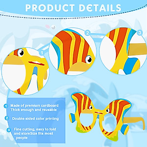 Harloon 36 Pcs Sea Animal Party Favors Under Ocean Paper Glasses Ocean Animal Photo Props for Fishing Birthday Party Supplies (Bright)