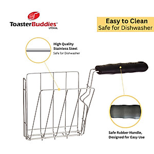 ToasterBuddies TOASTER BUDDIES, 2-Piece, Toaster basket, Sandwich Racks, 2 Slice-Toaster, Compatible with allmost all pop-up toasters, Toaster gadget, Regular, Black
